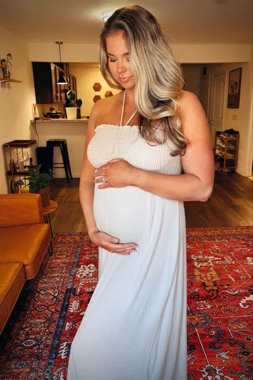 PINKBLUSH Smocked Halter Maxi Dress - Beige