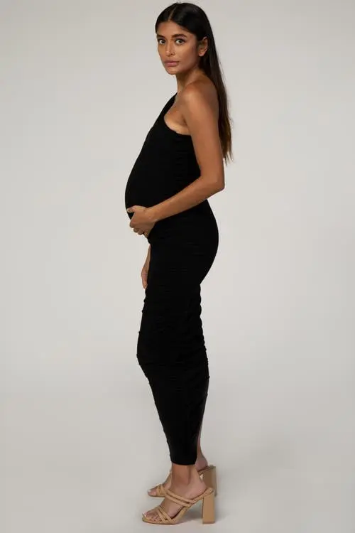 PINKBLUSH Ruched One Shoulder Maternity Dress