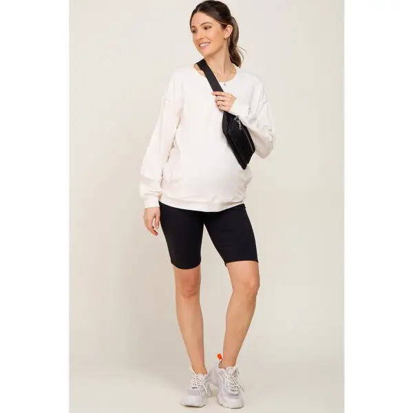 PINKBLUSH Wide Band Maternity Biker Shorts - Black