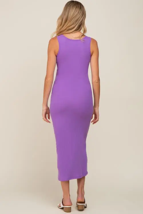 PINKBLUSH Ribbed Basic Maternity Maxi Dress