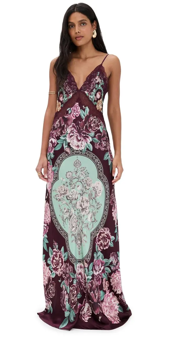 green emerald velvet dress Camilla Bias Slip Dress With Frill Hem Flamenco main image 0