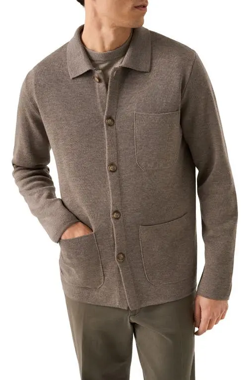 Eton Merino Wool Milano Knit Overshirt - Light Beige
