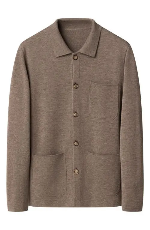 Eton Merino Wool Milano Knit Overshirt - Light Beige