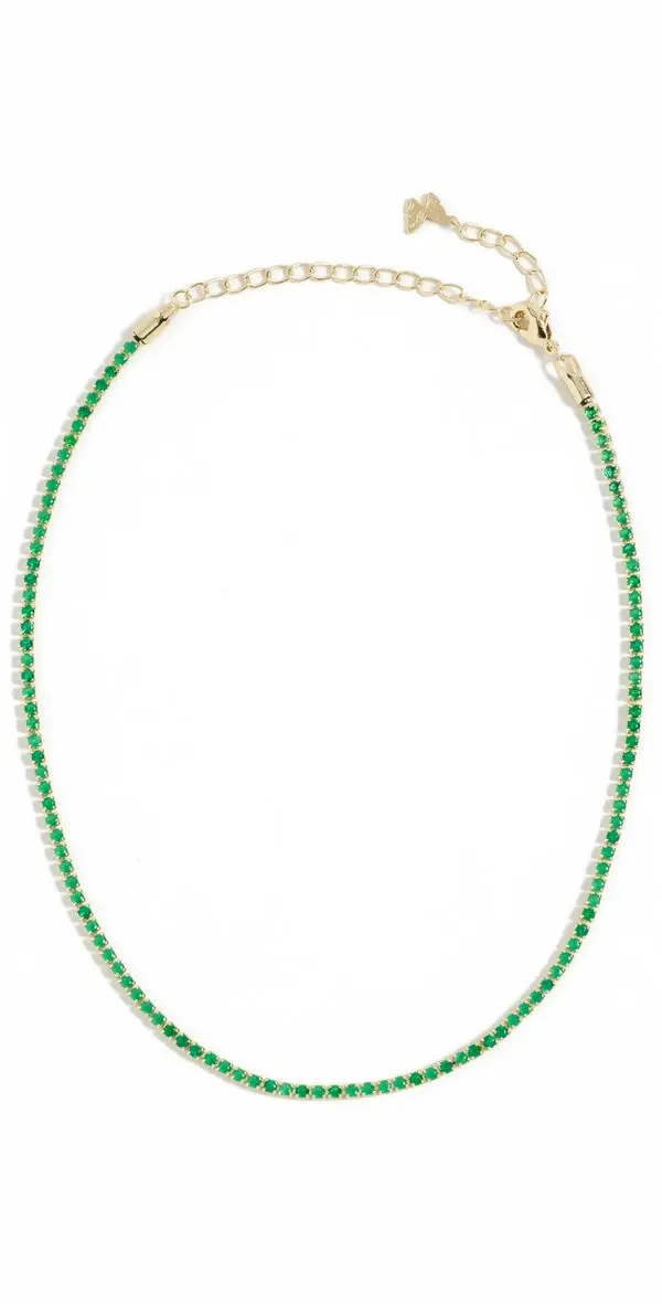 BY ADINA EDEN Cubic Zirconia Tennis Choker - Emerald Green