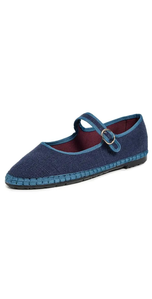 FLABELUS Linen Mary Jane Flats - Arthur