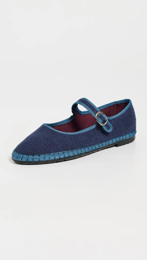 FLABELUS Linen Mary Jane Flats - Arthur