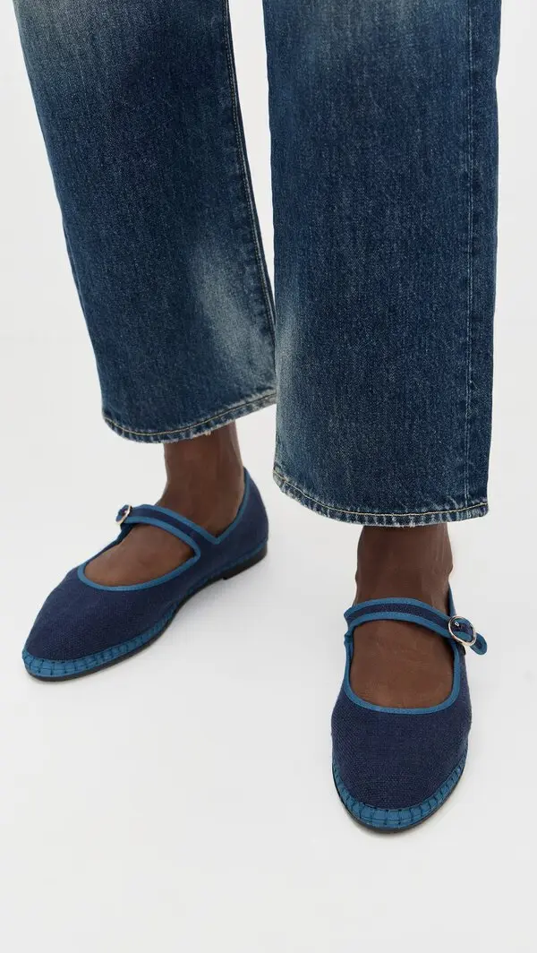 FLABELUS Linen Mary Jane Flats - Arthur
