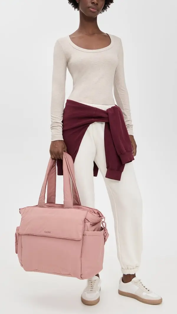 CALPAK Diaper Tote Bag With Laptop Sleeve - Peony