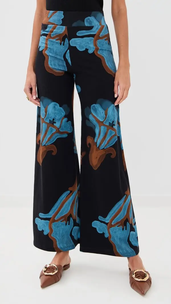 DE LORETA Printed Wide Leg Pants