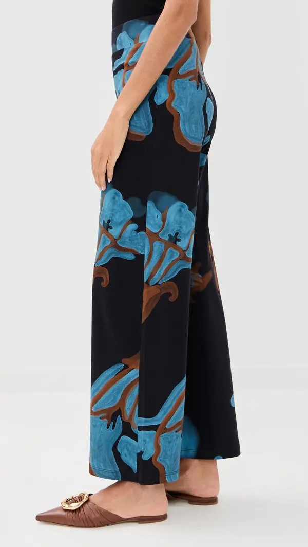 DE LORETA Printed Wide Leg Pants