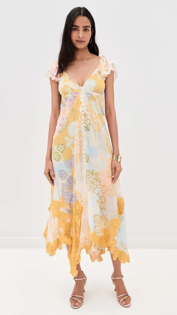 free people bali golden sun dress Free People Bali Golden Sun Printed Embellished Beaded Party Mini Dress XL