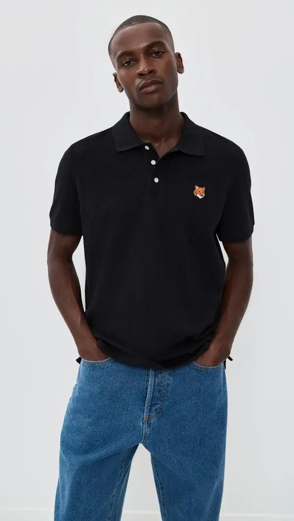 Maison Kitsuné Fox Head Patch Regular Polo - Black