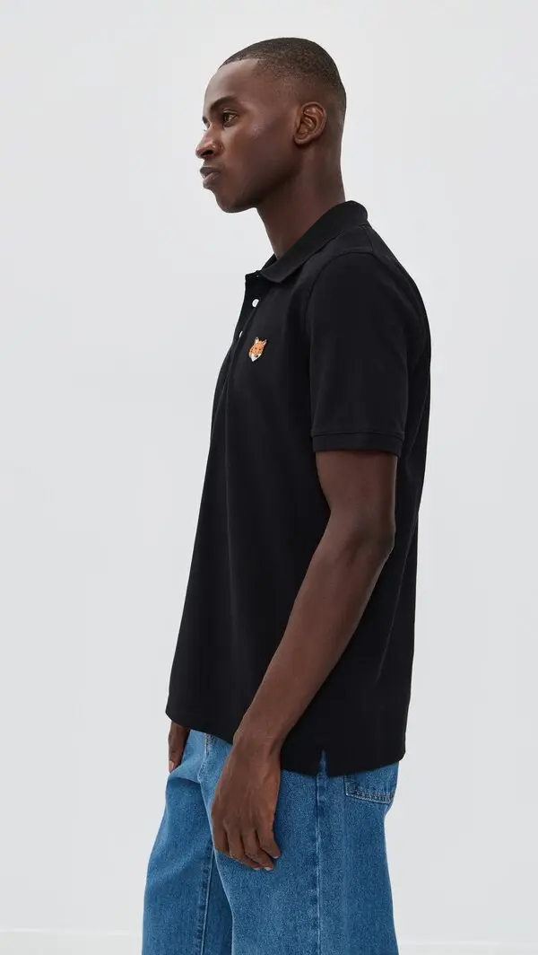 Maison Kitsuné Fox Head Patch Regular Polo - Black