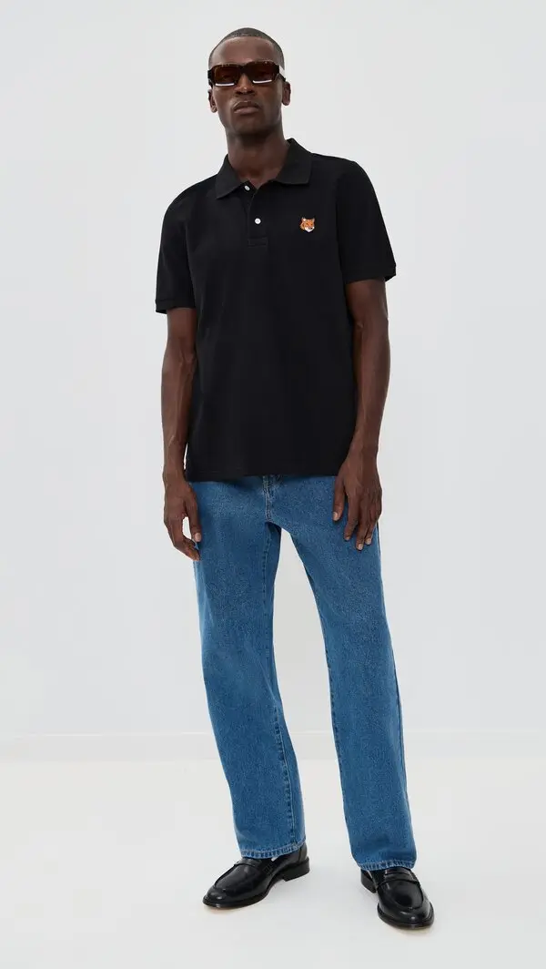 Maison Kitsuné Fox Head Patch Regular Polo - Black