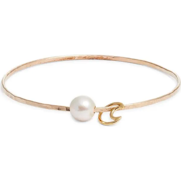 KIARA BY KI-ELE Moon & Freshwater Pearl Bangle Bracelet - Gold