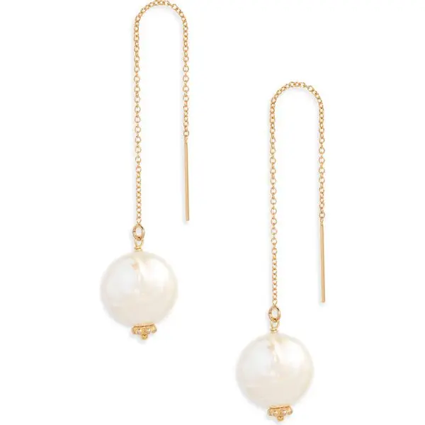 KIARA BY KI-ELE Brooklyn Freshwater Pearl Threader Earrings - Gold