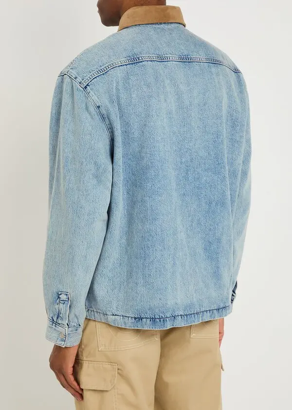 FRAME Suede Collar Denim Overshirt