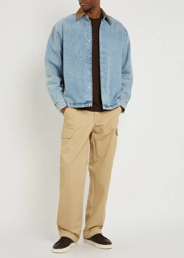 FRAME Suede Collar Denim Overshirt