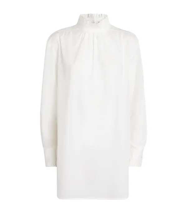 Max Mara Cotton Ruffle-neck Shirt