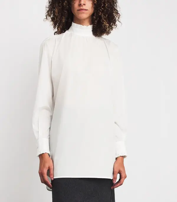 Max Mara Cotton Ruffle-neck Shirt