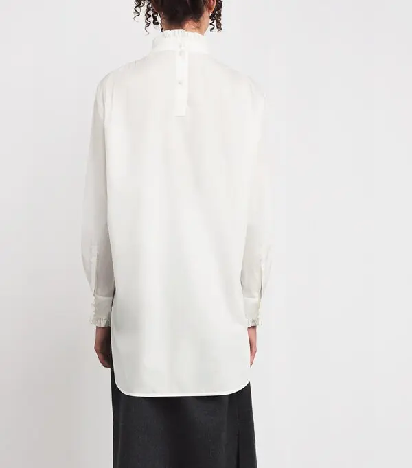 Max Mara Cotton Ruffle-neck Shirt