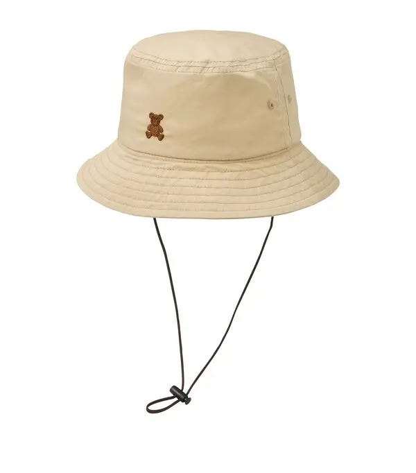 MIKI HOUSE Cotton Bucket Hat With Bear Motif - Beige
