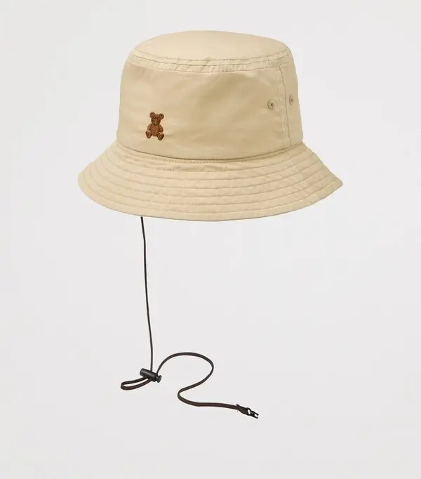 MIKI HOUSE Cotton Bucket Hat With Bear Motif