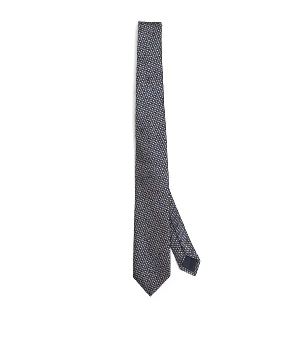 Giorgio Armani Silk Diamond Jacquard Neck Tie - Beige