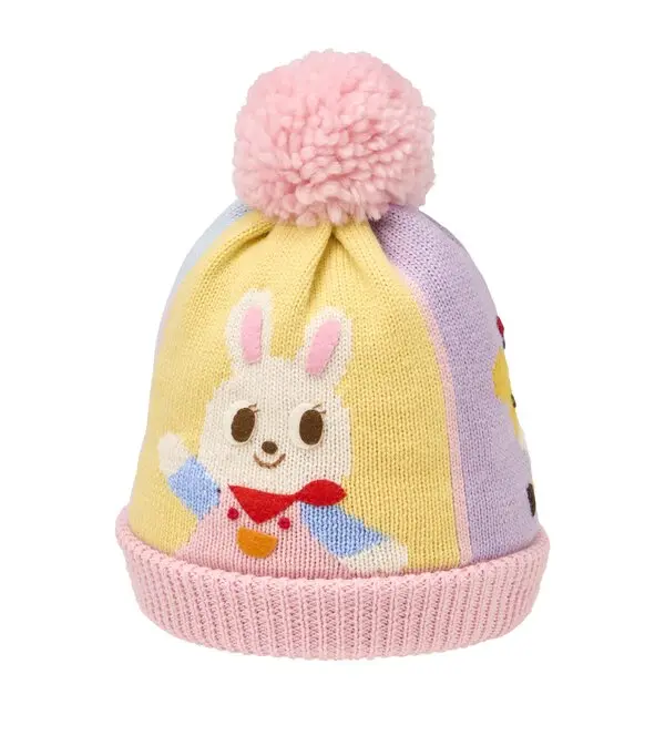 MIKI HOUSE Pom-pom Rabbit Beanie Hat - Pink