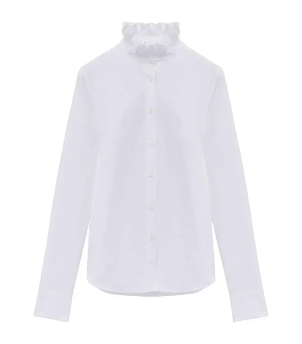 Alexander McQueen Cotton Ruffle-trimmed High-neck Shirt