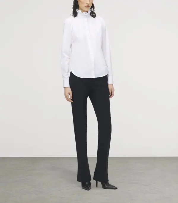 Alexander McQueen Cotton Ruffle-trimmed High-neck Shirt