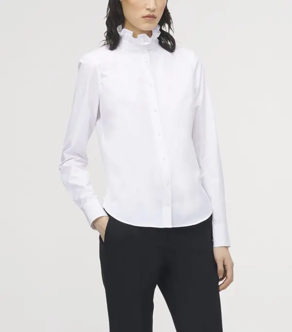 Alexander McQueen Cotton Ruffle-trimmed High-neck Shirt