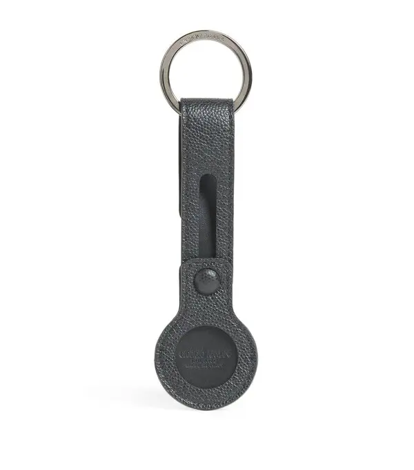 Giorgio Armani Leather Keyring With Logo - Black