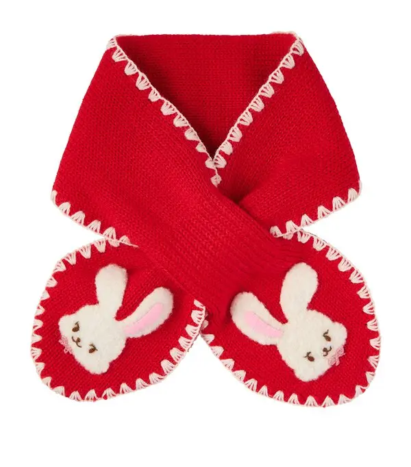 MIKI HOUSE Wool-blend Knit Bunny Scarf - Red
