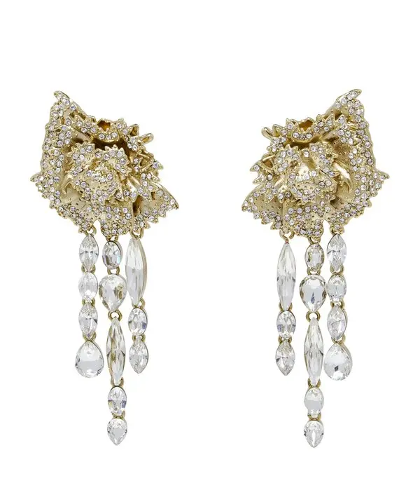 Alexander McQueen Embellished Carnation Drop Earrings - Black