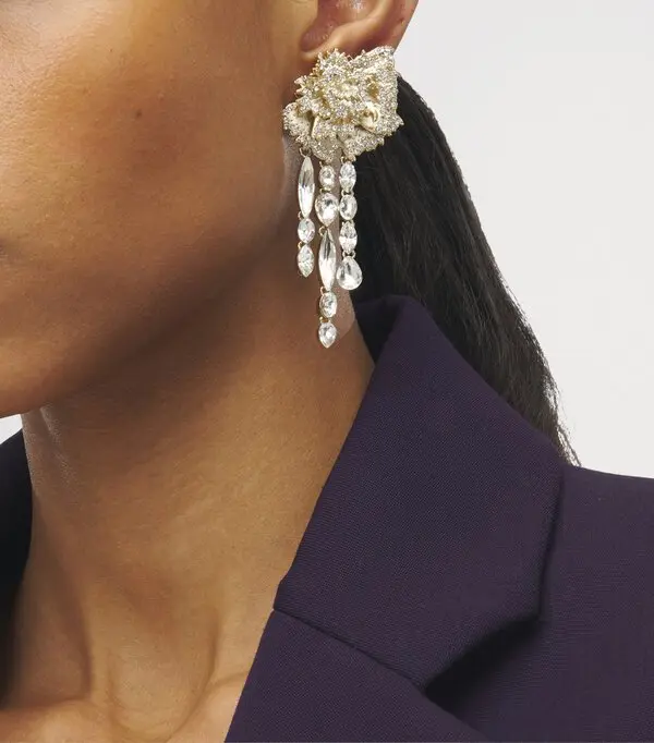 Alexander McQueen Embellished Carnation Drop Earrings