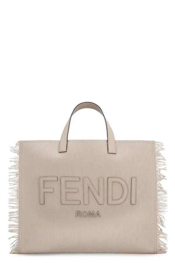 Fendi Jacquard Fabric Tote - Beige