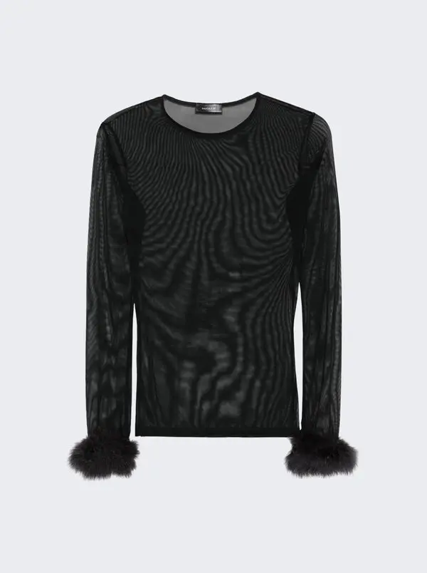 MUGLER Marabou Mesh Top - Black