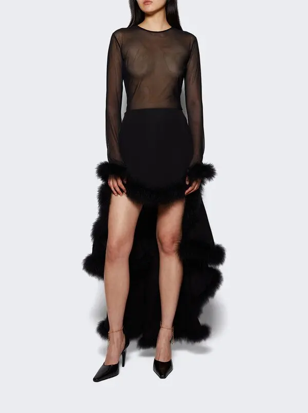 MUGLER Marabou Mesh Top - Black