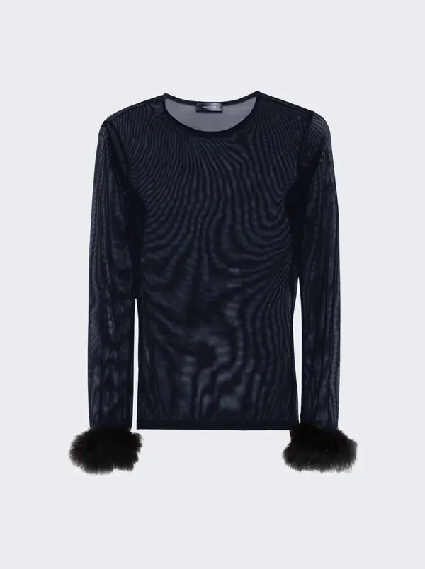 MUGLER Marabou Mesh Top - Blue