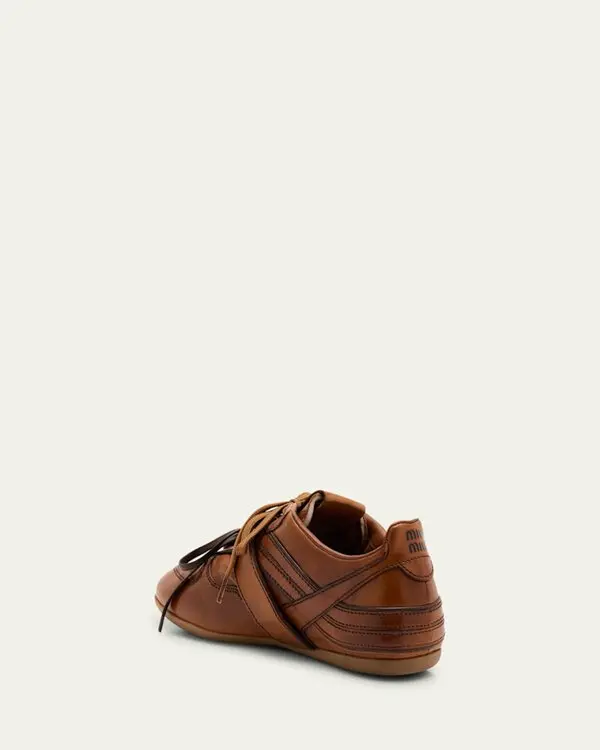 Miu Miu Allacciate Leather Buckle Low-top Sneakers - Black