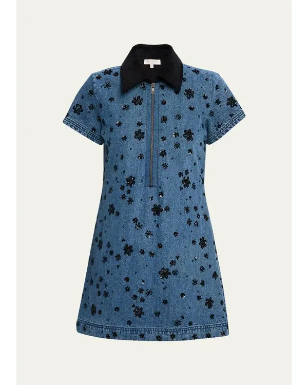 Ramy Brook Rita Embellished Denim Mini Dress - Blue