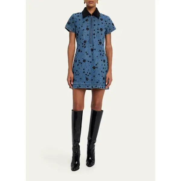 Ramy Brook Rita Embellished Denim Mini Dress