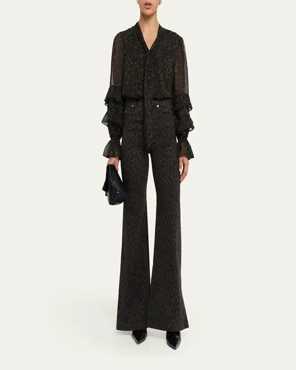 Ramy Brook Tyra Printed Wide-leg Jeans