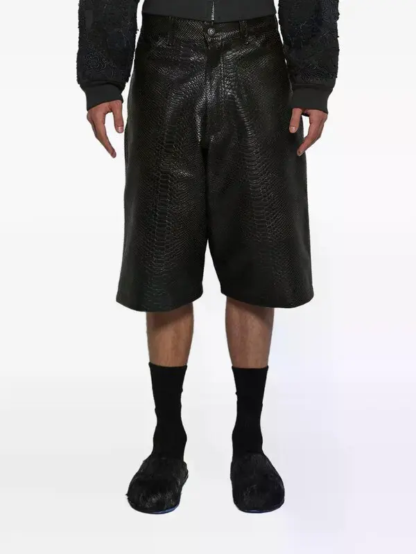 EARTHLING VIP Snakeskin-effect Knee-length Shorts