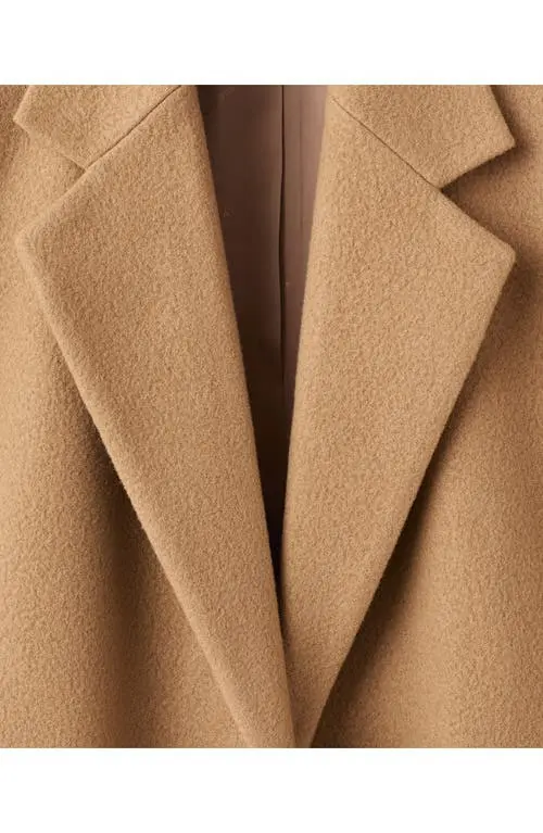 Mango Notched Lapel Wool Blend Coat
