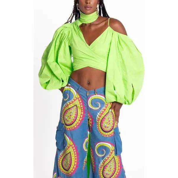 BOHN JSELL Persephone Wrap Top - Green