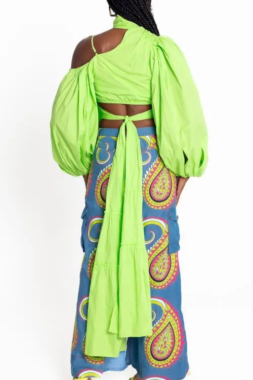 BOHN JSELL Persephone Wrap Top - Green