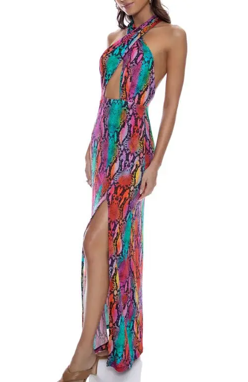Luli Fama Halter Neck Cut Out Long Dress