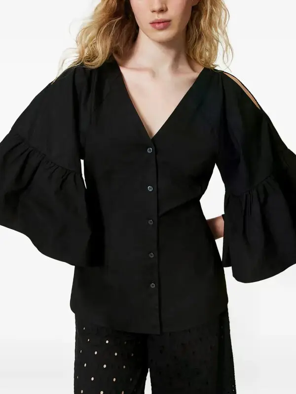TWINSET Flounce-sleeve Poplin Shirt